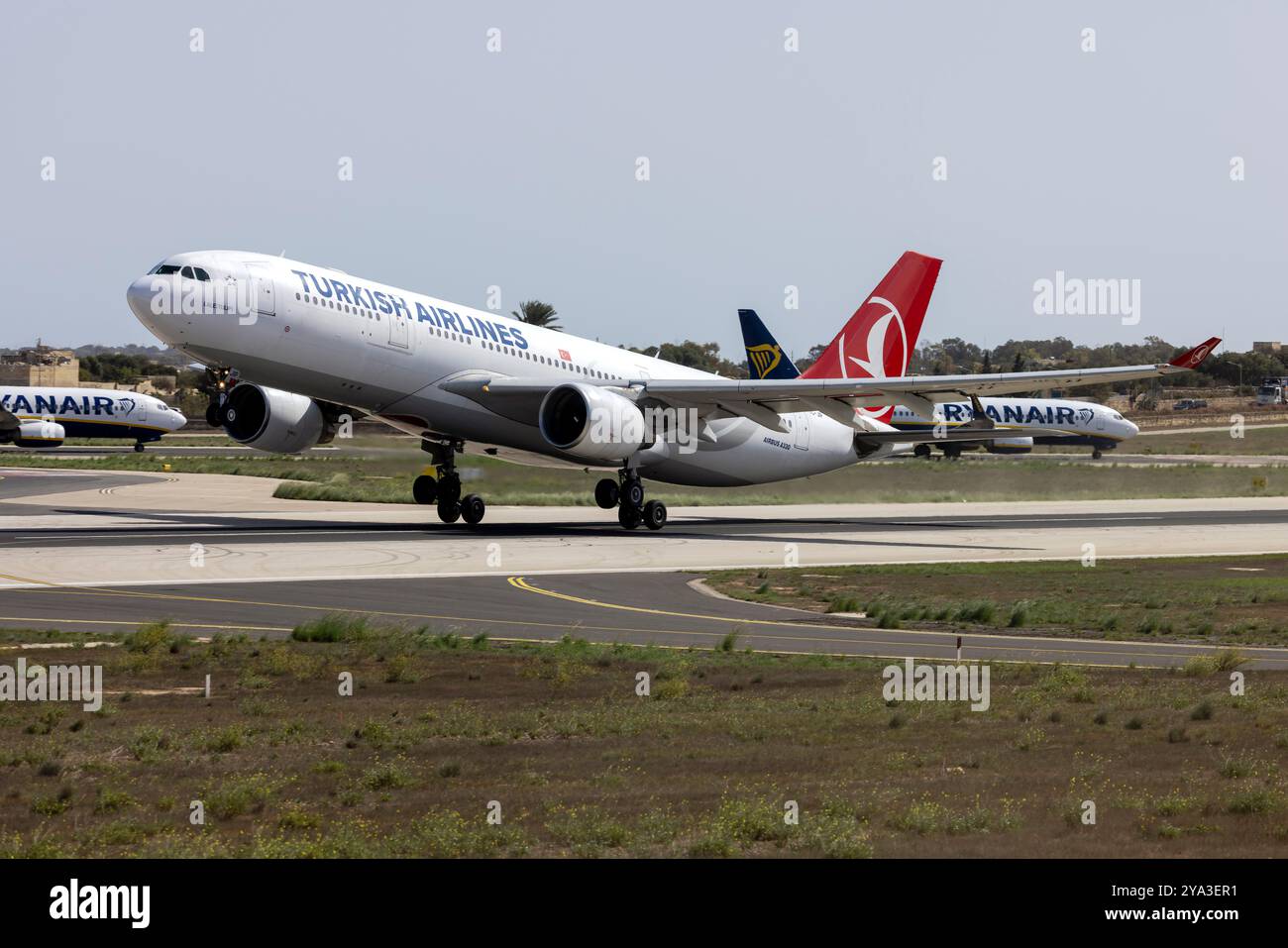 Turkish Airlines Airbus A330-223 (REG: TC-JIP) taking off runway 31 as flight TK1370 to Istanbul ...