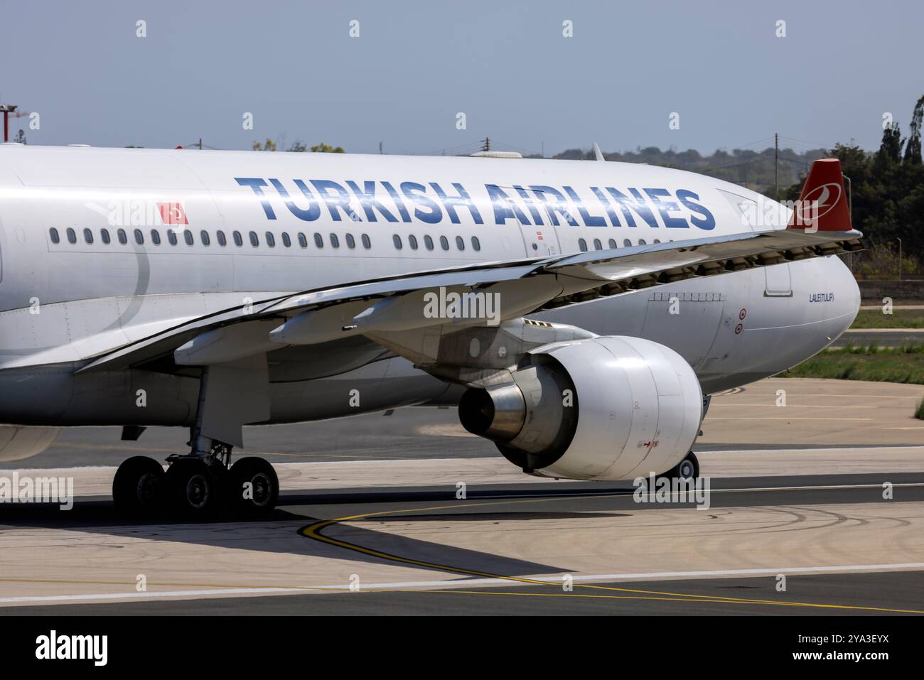 Turkish Airlines Airbus A330-223 (REG: TC-JIP) taxiing for take off from runway 31 as flight ...