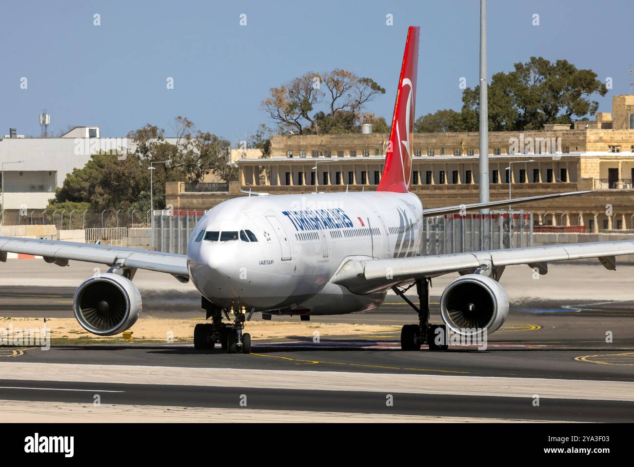 Turkish Airlines Airbus A330-223 (REG: TC-JIP) taxiing for take off from runway 31 as flight ...