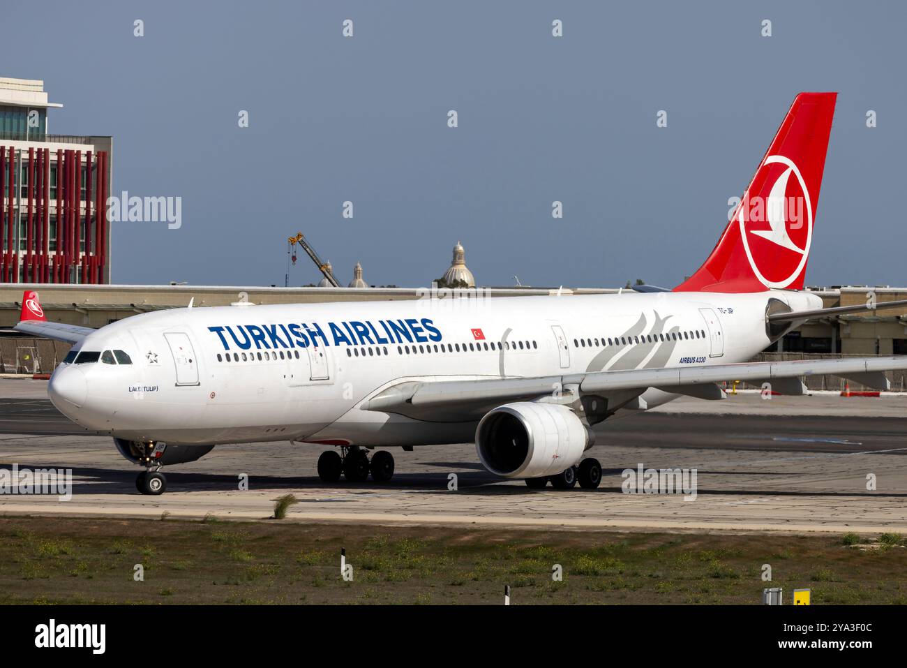 Turkish Airlines Airbus A330-223 (REG: TC-JIP) taxiing for take off from runway 31 as flight ...