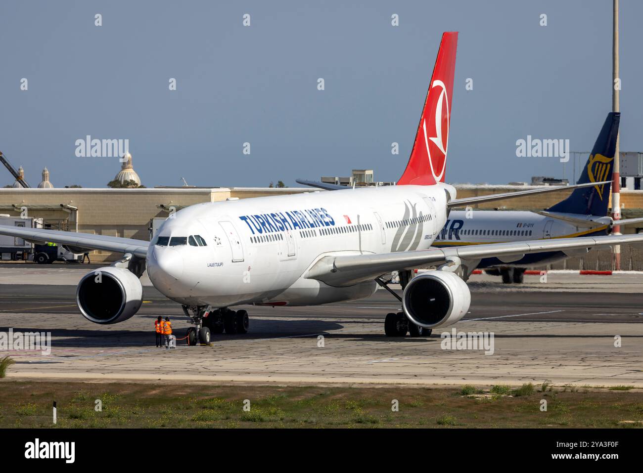 Turkish Airlines Airbus A330-223 (REG: TC-JIP) taxiing for take off from runway 31 as flight ...
