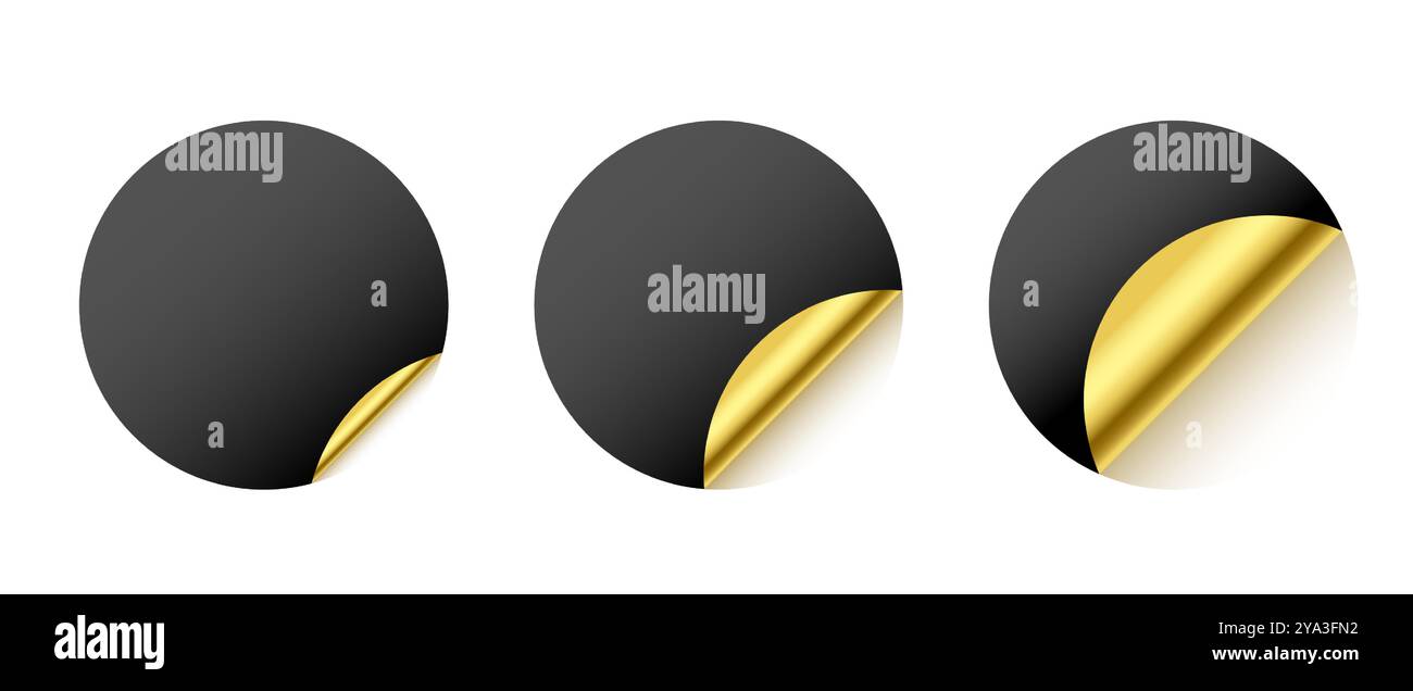 set of empty curly paper sticker mockup design vector Stock Vector ...