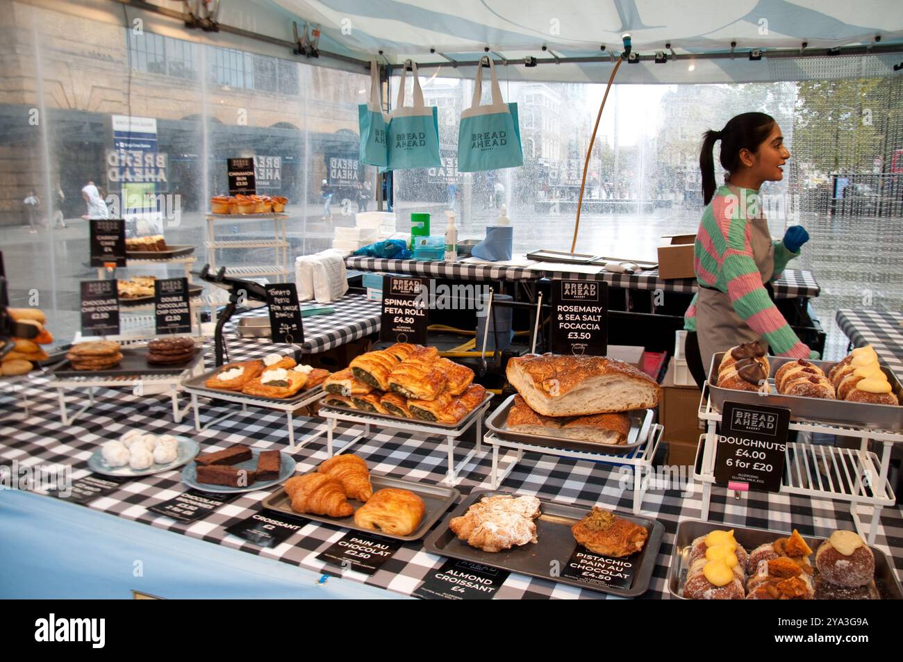 Bakers' Stall. Farmers' market, Forecourt, Kings Cross Station; Camden ...
