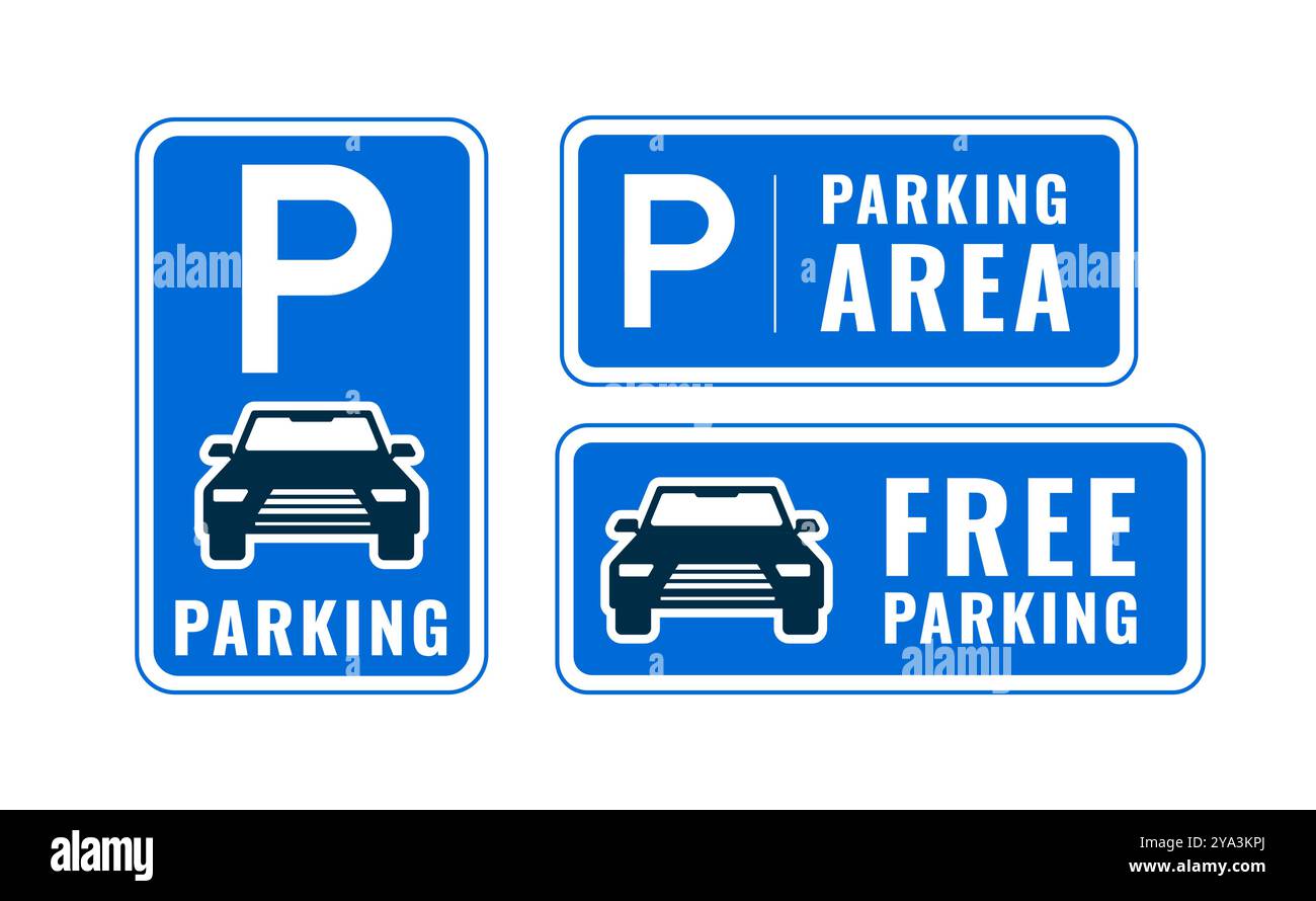 pack of car parking zone signboard design vector Stock Vector Image ...
