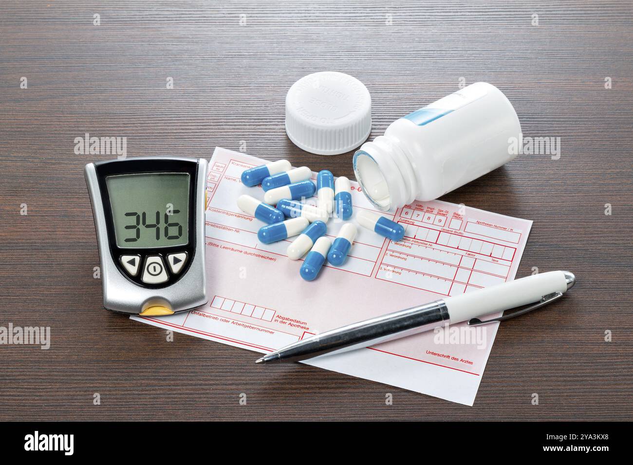 Measurement of the glucose concentration in the blood with a glucometer ...