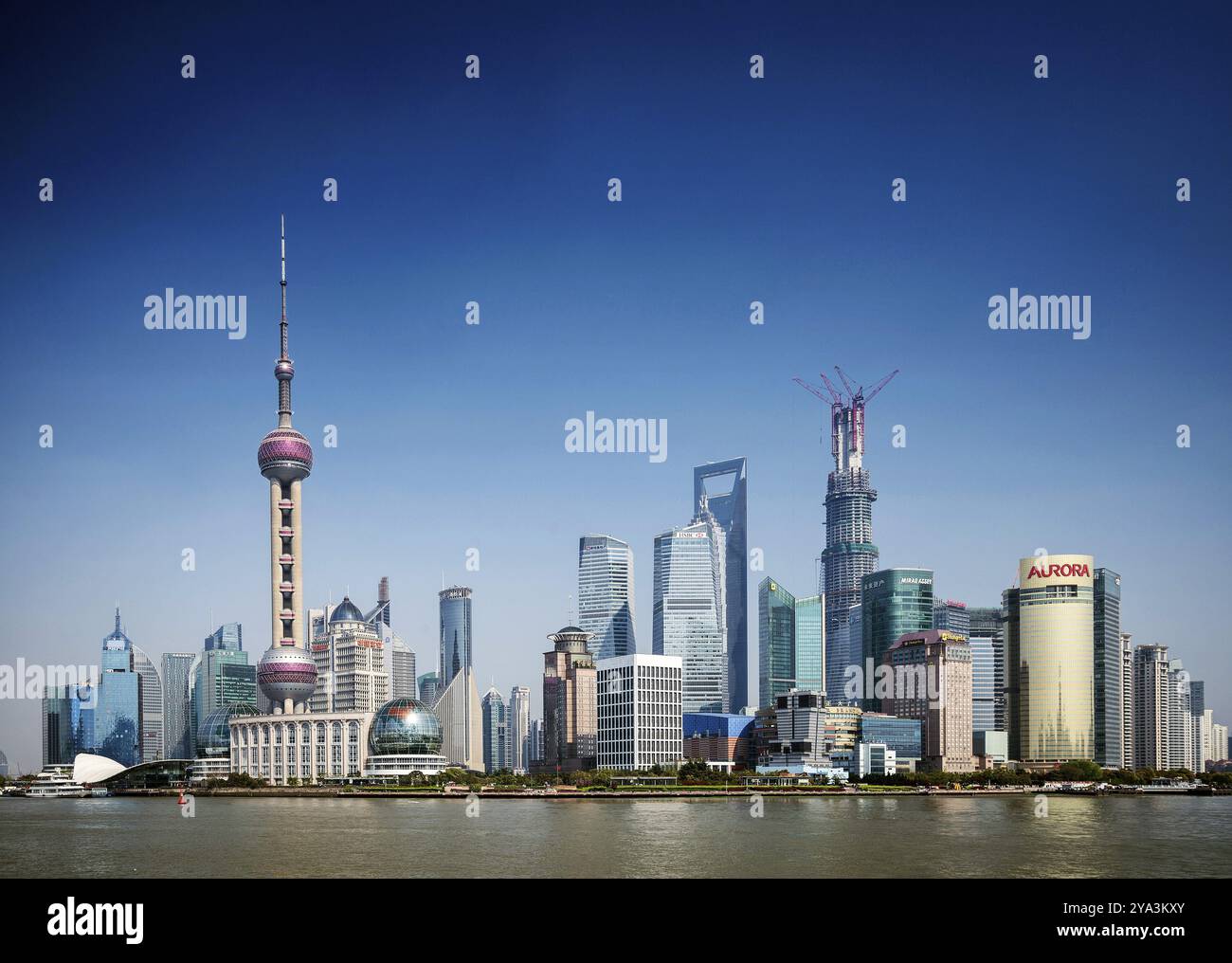 Pudong riverside modern urban skyline skyscrapers in central shanghai ...