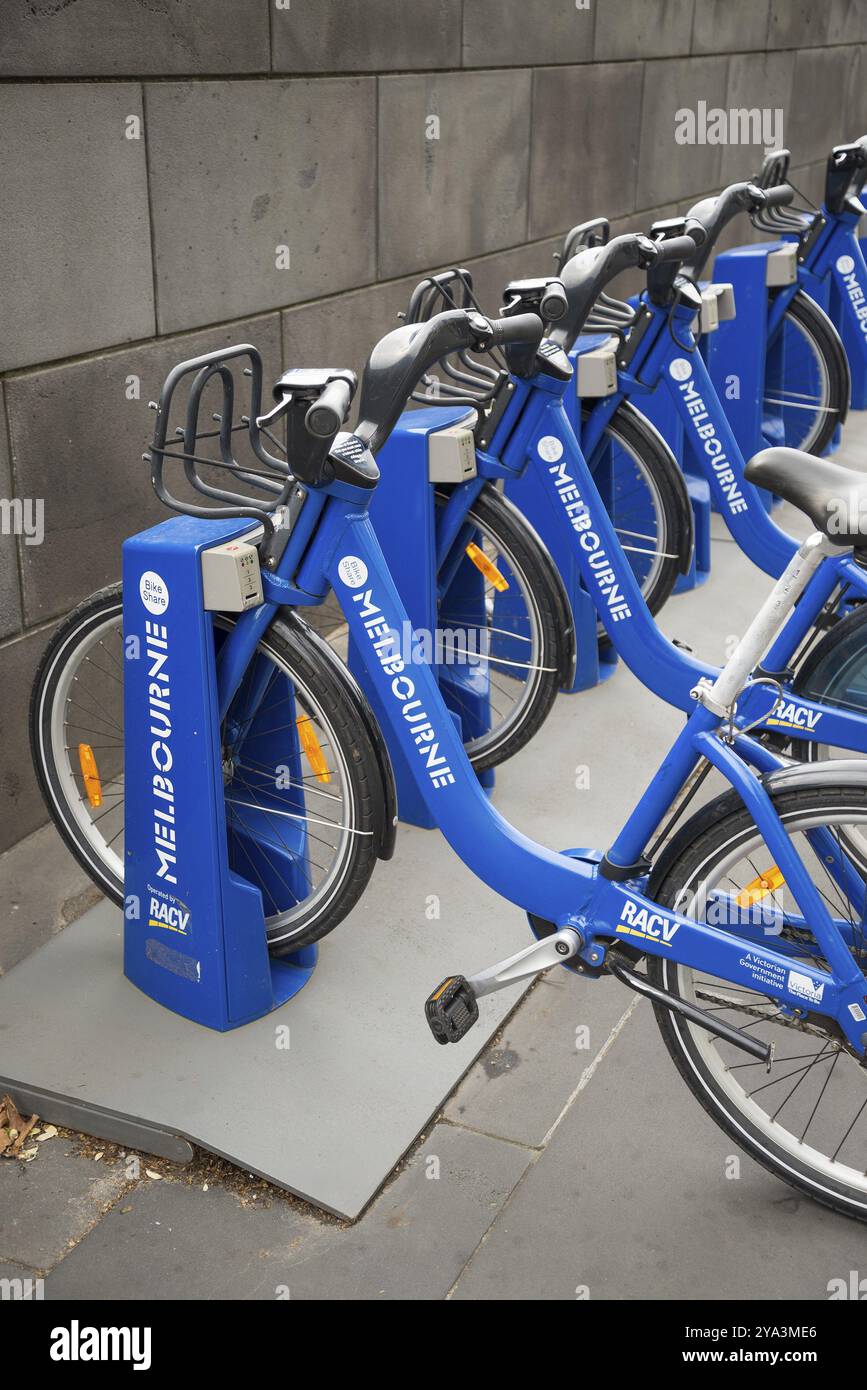 Public free bicycle system in melbourne australia Stock Photo - Alamy