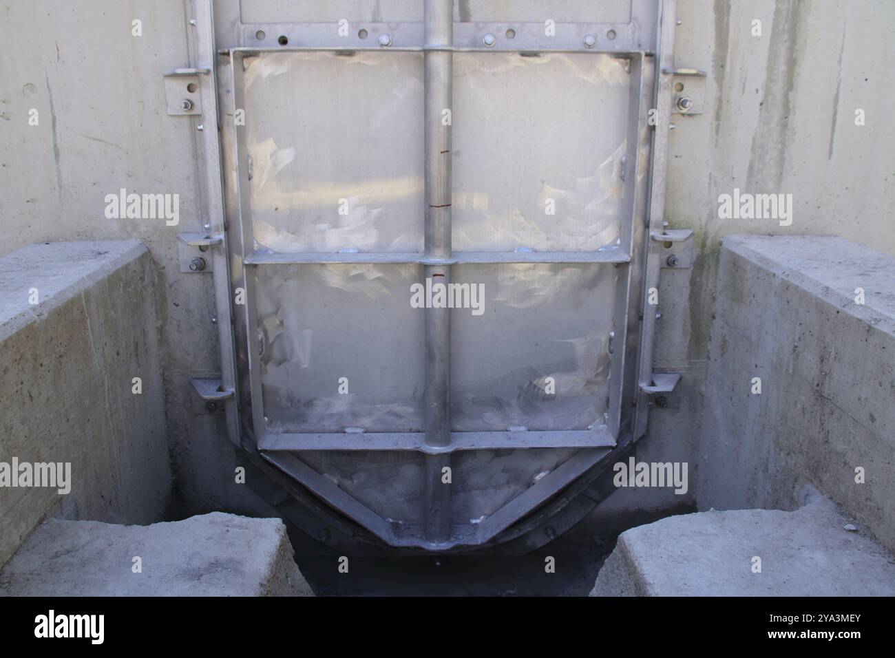 Gate valve in the inlet of a sewage treatment plant in closed condition ...