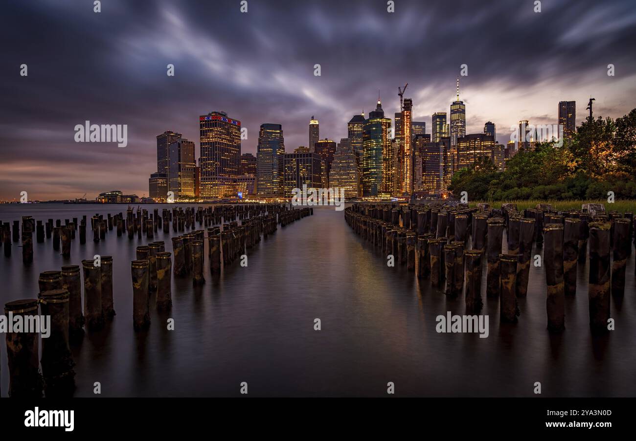 Manhattan skyline night seen hi-res stock photography and images - Alamy