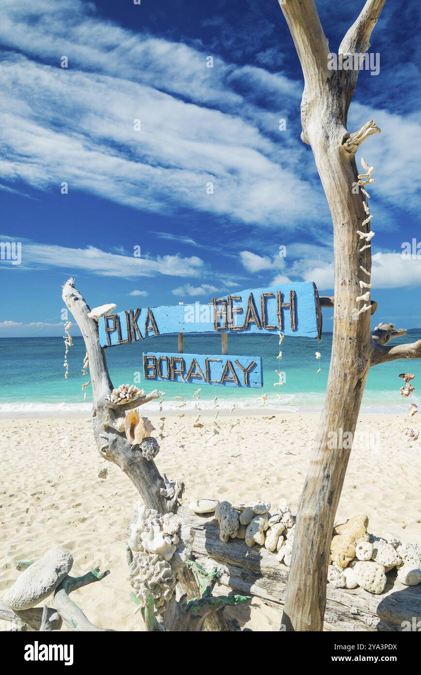 Puka beach sign on tropical paradise boracay island philippines Stock ...