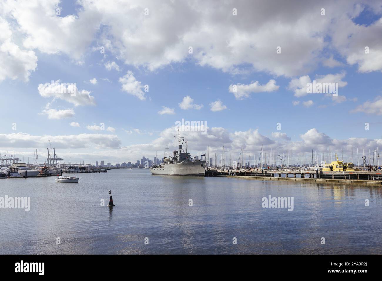 Williamstown harbour and waterfront near Gem Pier in Melbourne ...