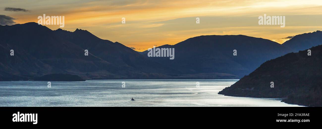 Queenstown in New Zealand. The city of adventure and nature. Web banner ...