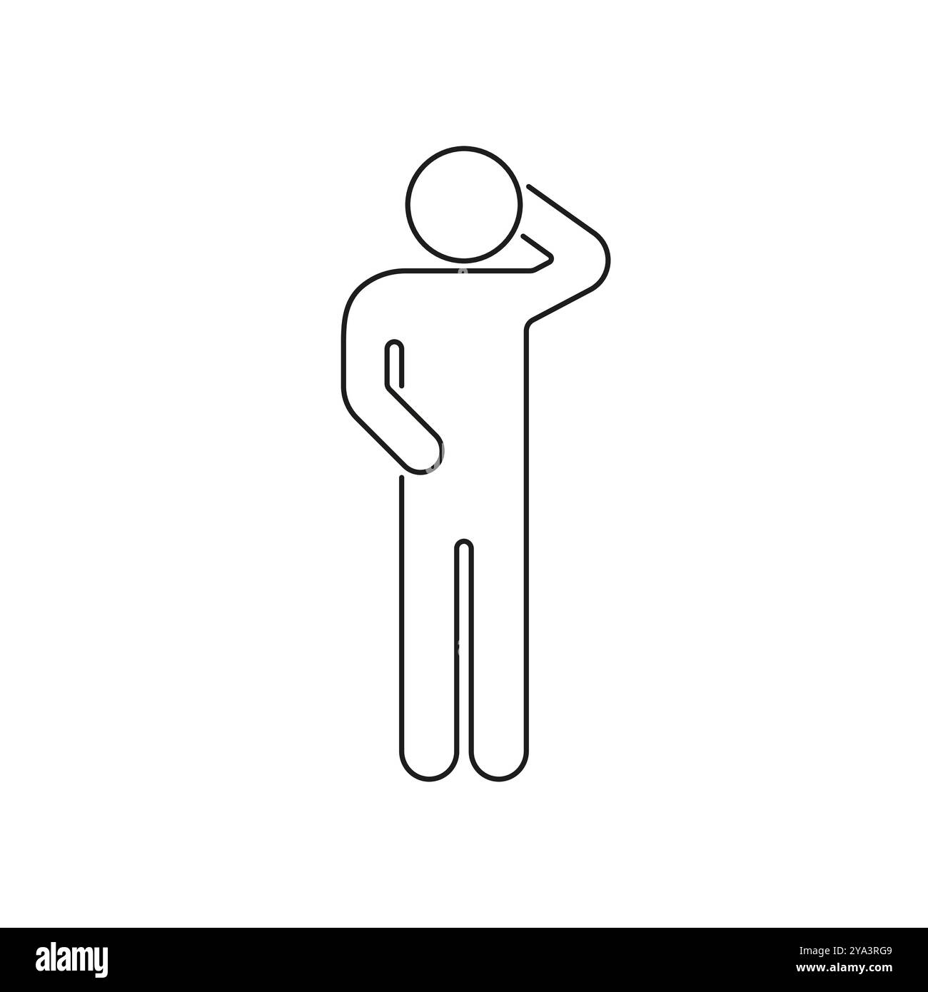 Man Figure in Pondering Pose Line Icon. Stick Figure with Thoughtful ...