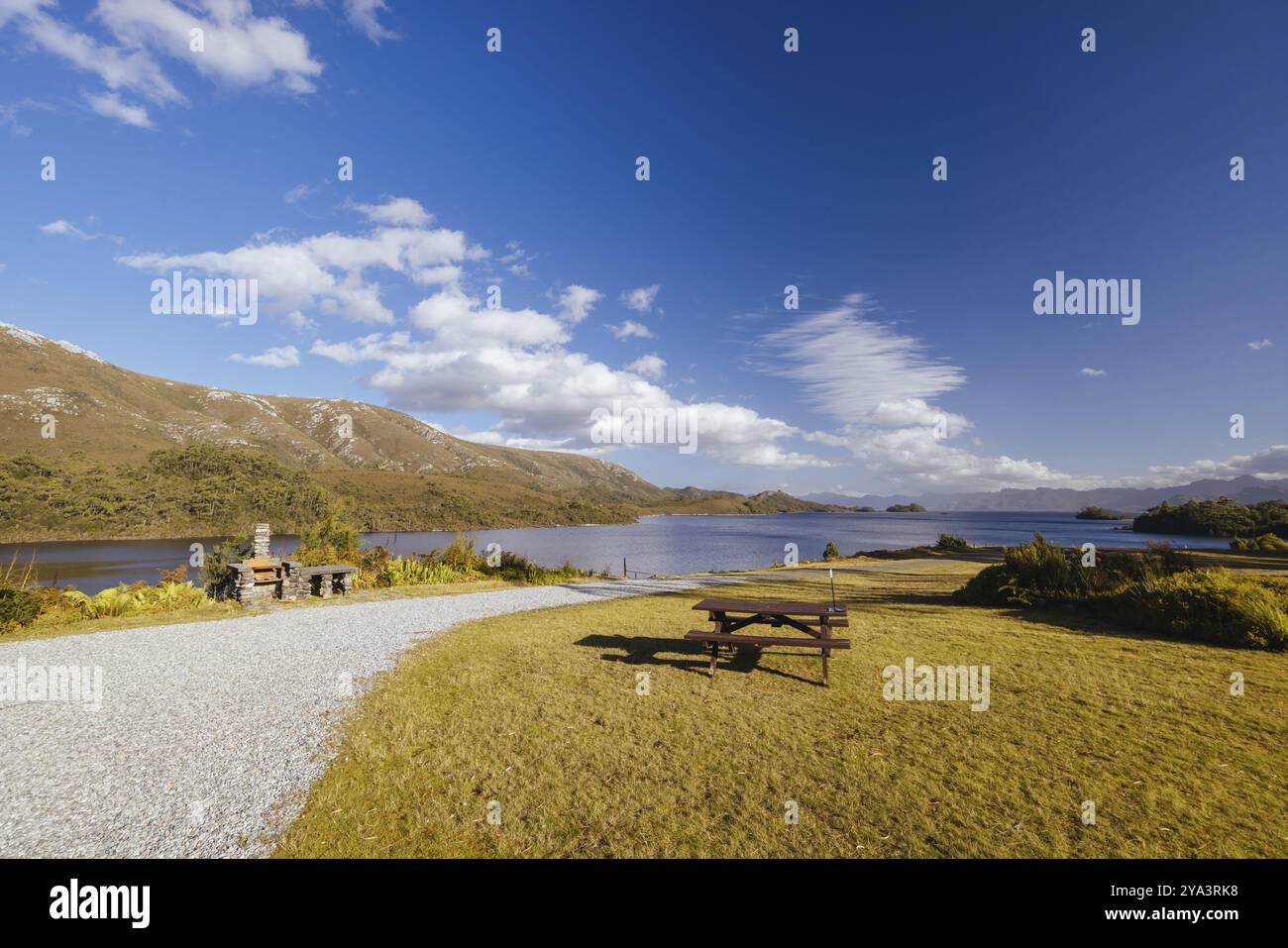 The picturesque landscape from Lake Pedder Wilderness Lodge over Lake ...