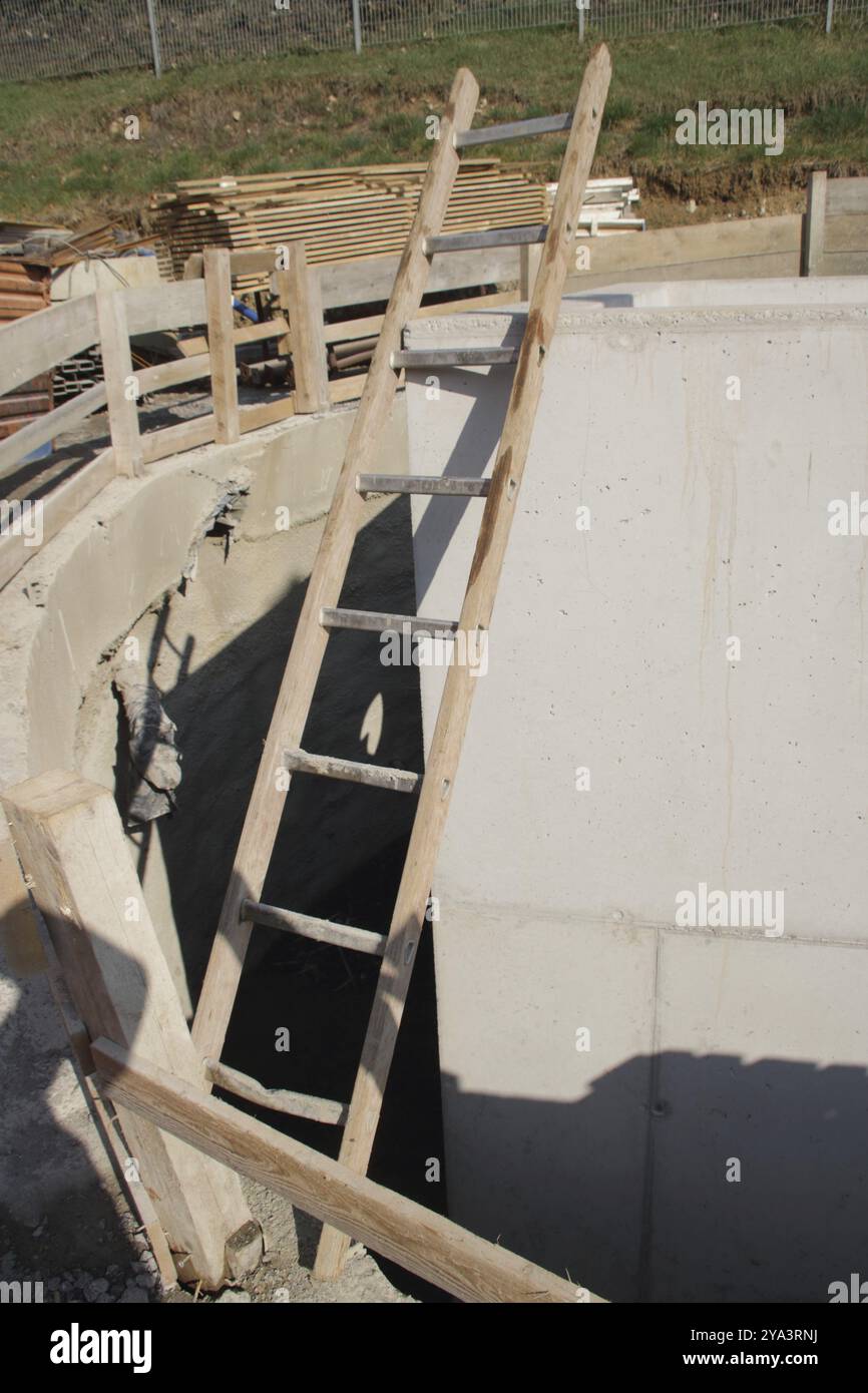 Ladder stands over an excavation pit with the risk of falling Stock ...