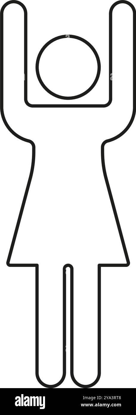 Human Figure with Both Arms Raised Line Icon. Stick Figure Standing ...