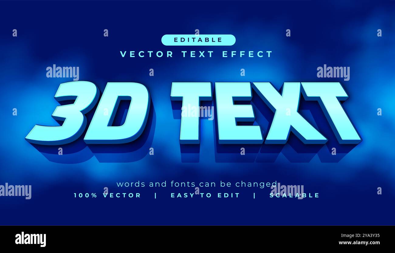 editable 3d text effect template with cloudy effect vector Stock Vector ...