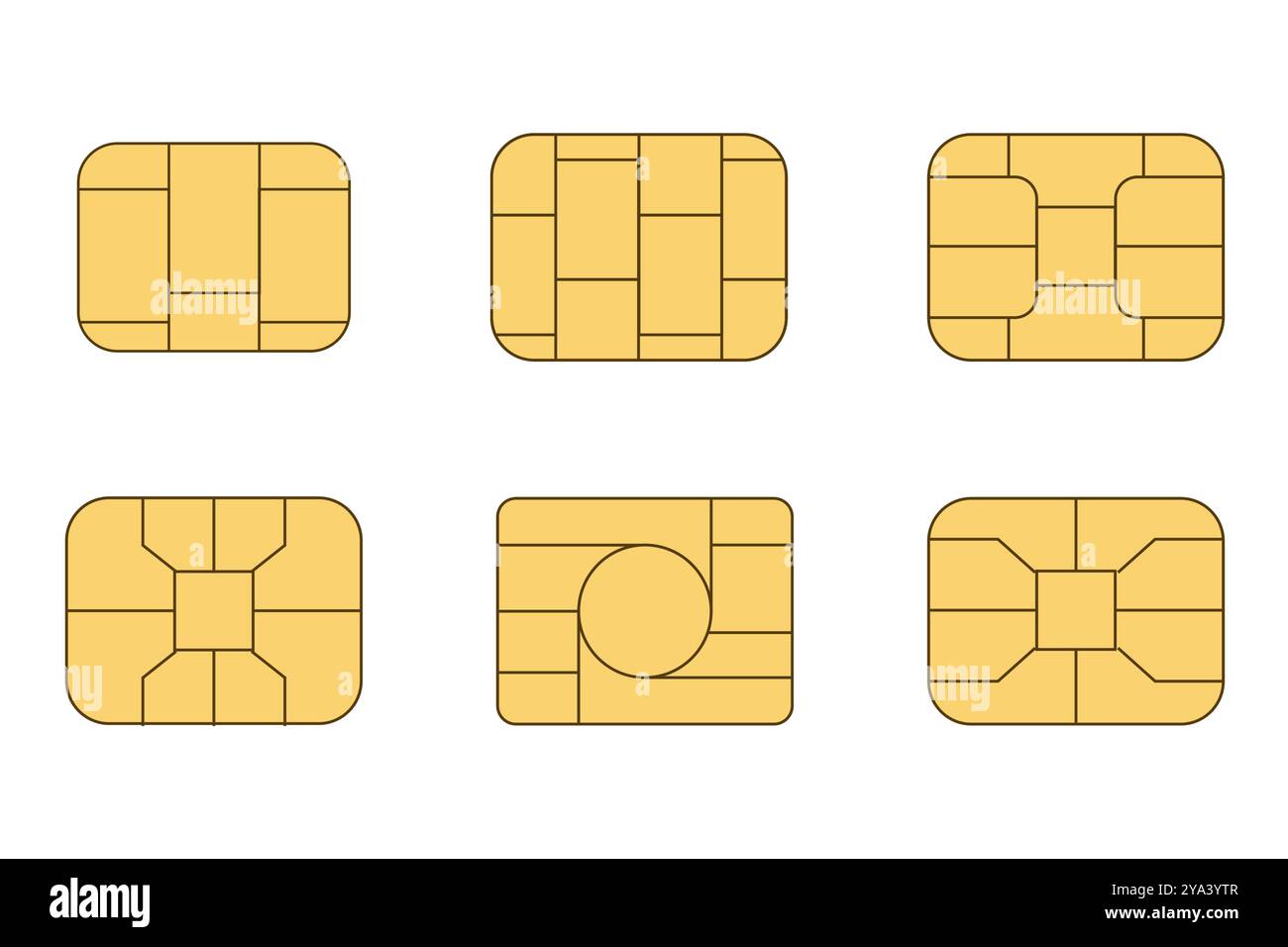 EMV chip icon set. Microchip for bank plastic credit or debit charge or ...