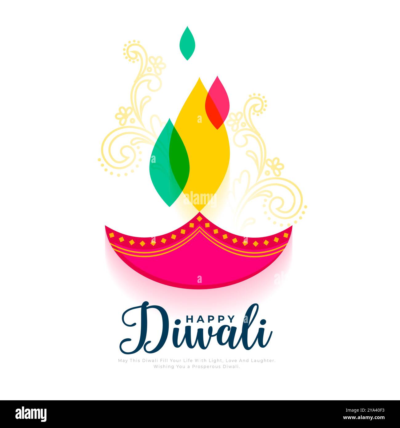 artistic colorful diwali diya on white background vector Stock Vector ...