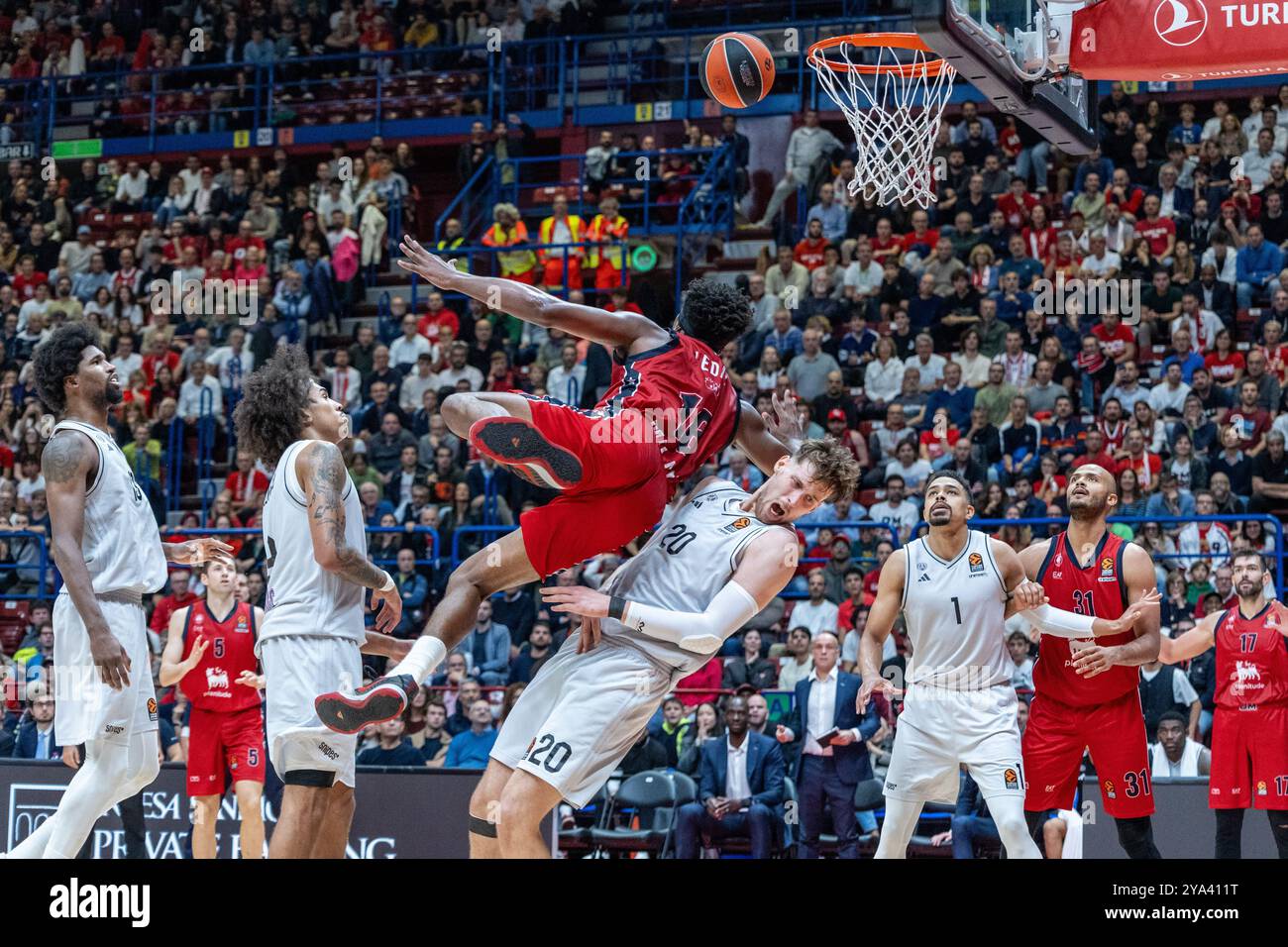 Zach LeDay #16 of EA7 Emporio Armani Milan and Mikael Jantunen #20 of ...
