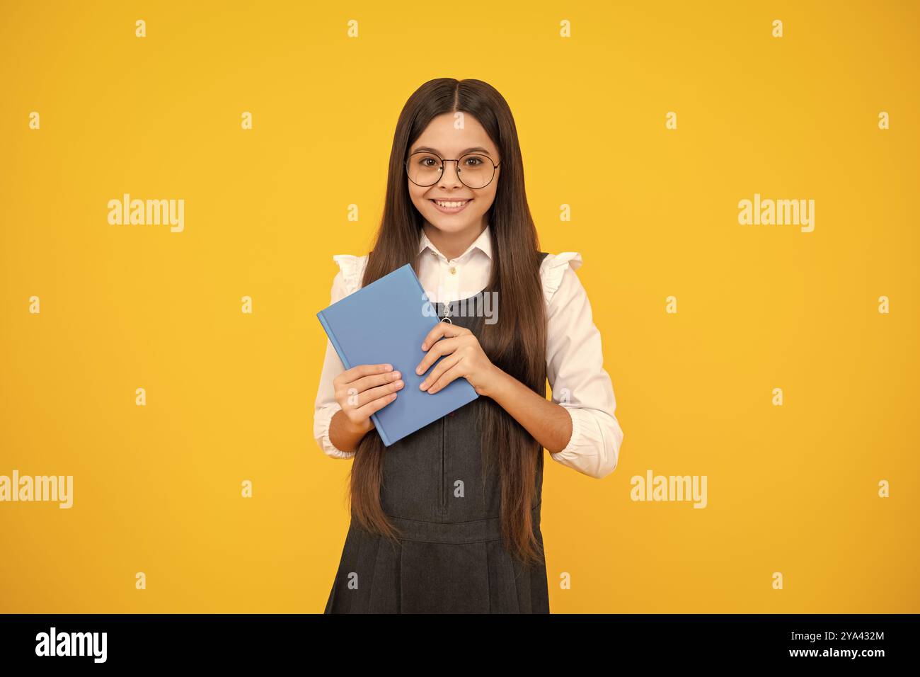 Teenager school girl study with books. Learning knowledge and kids ...