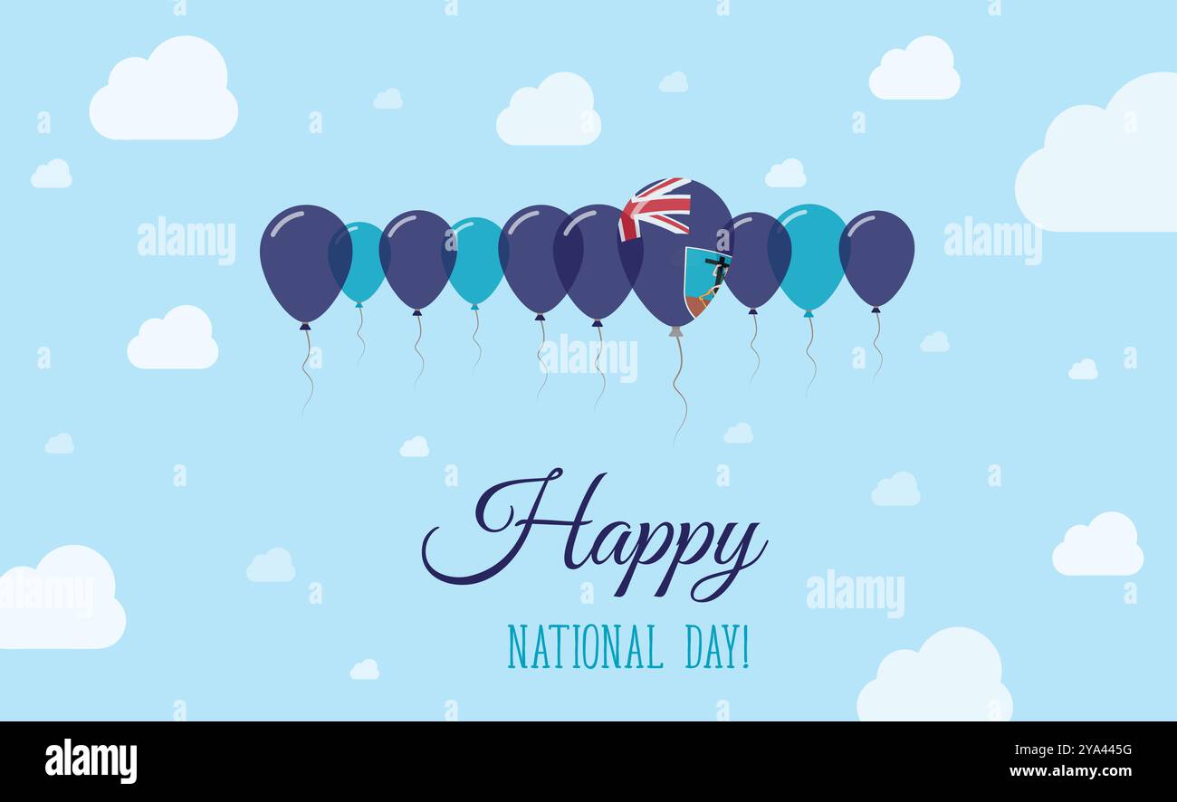 Montserrat Independence Day Sparkling Patriotic Poster. Row of Balloons ...