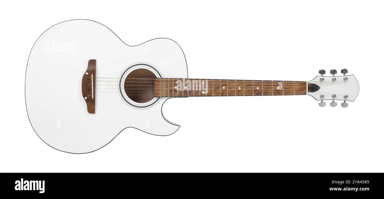 Musical instrument - Front view White cutaway acoustic guitar isolated ...