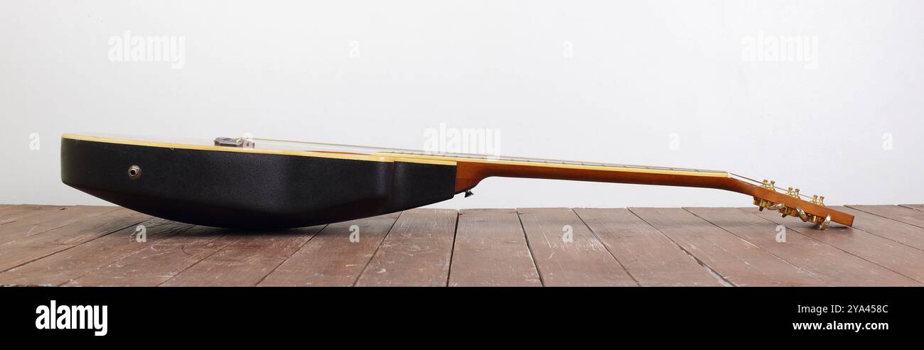 Musical instrument - Side view cutaway electric acoustic guitar on a ...