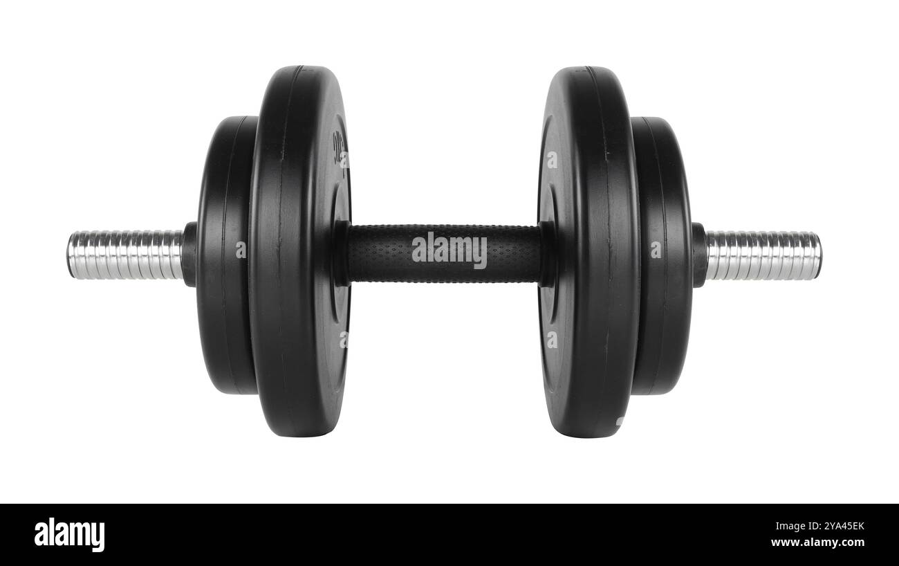 Sport and fitness - Front view Black dumbbell with four weights ...