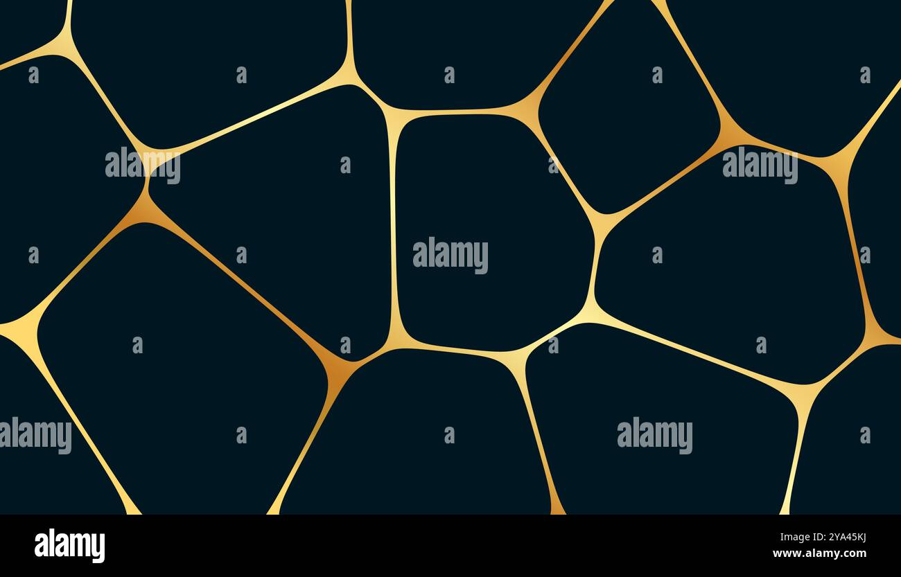 blue and golden voronoi block abstract background design vector Stock ...