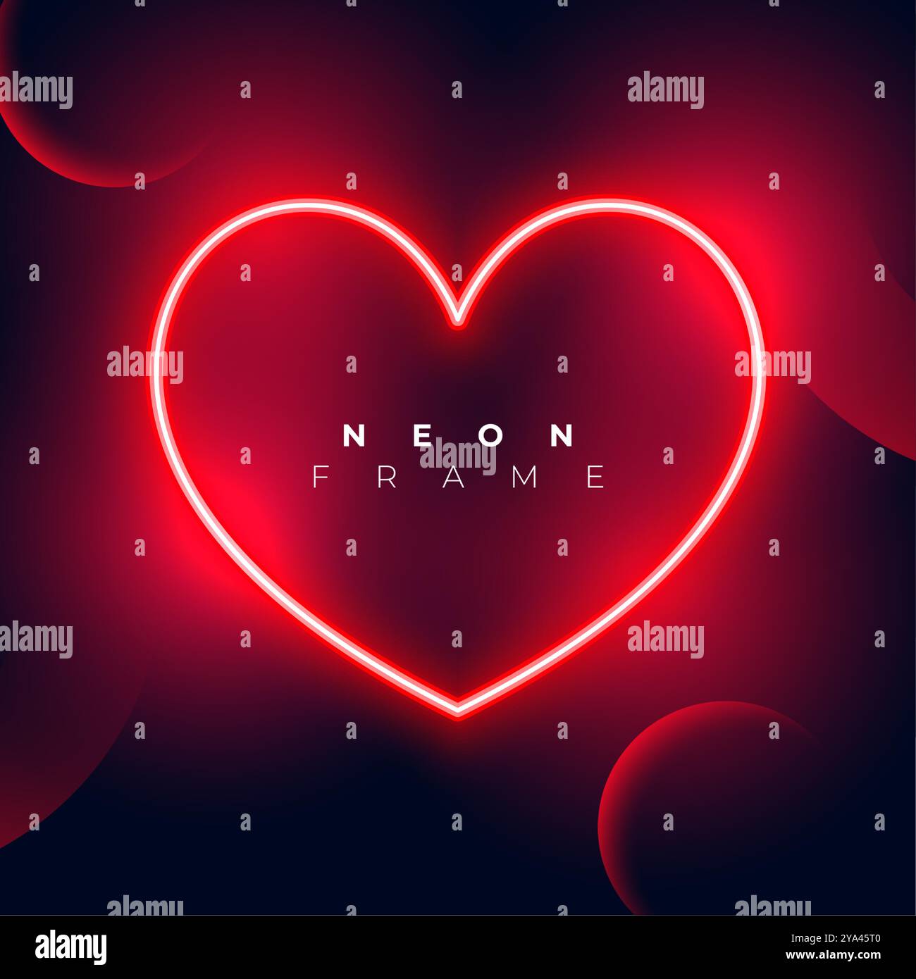 lovely red neon heart frame background design vector Stock Vector Image ...