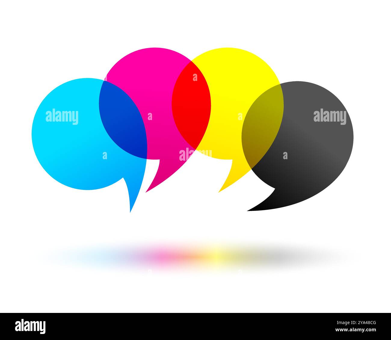 creative cmyk colors chat bubble background with shadow effect vector ...