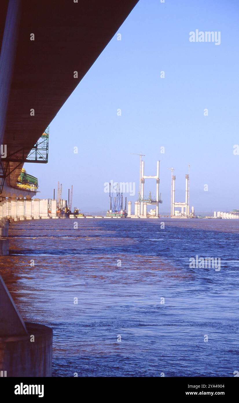 The curve of the viaduct sections as it goes out to meet the cable stay ...