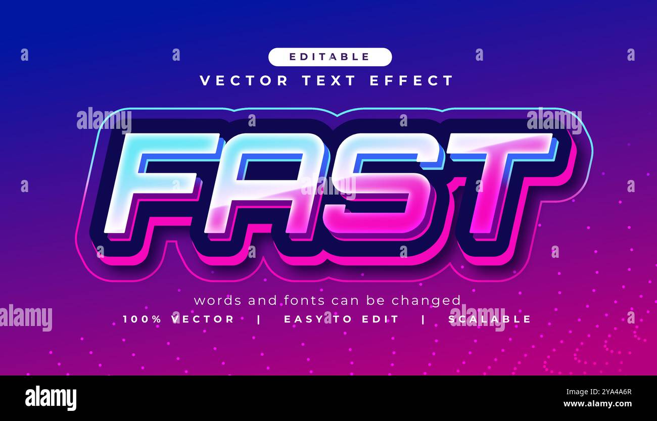 editable fast text style with shine effect vector Stock Vector Image ...
