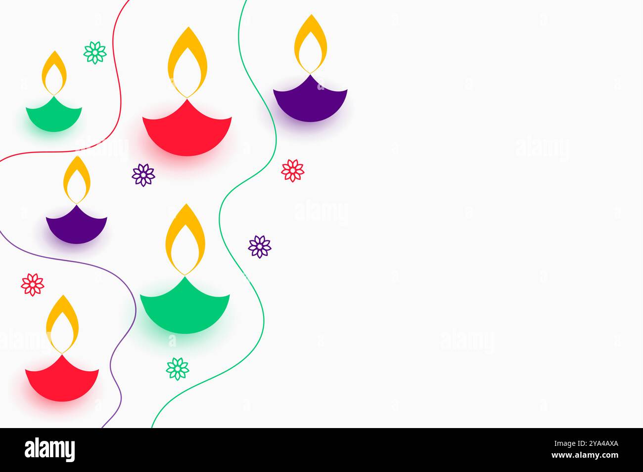 colorful artistic diwali diya white background with text space vector ...