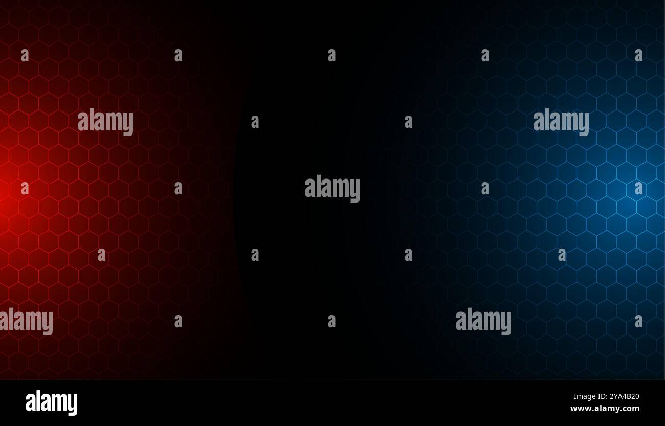 hexagonal pattern on dark background with red blue glowing lights vector Stock Vector Image ...