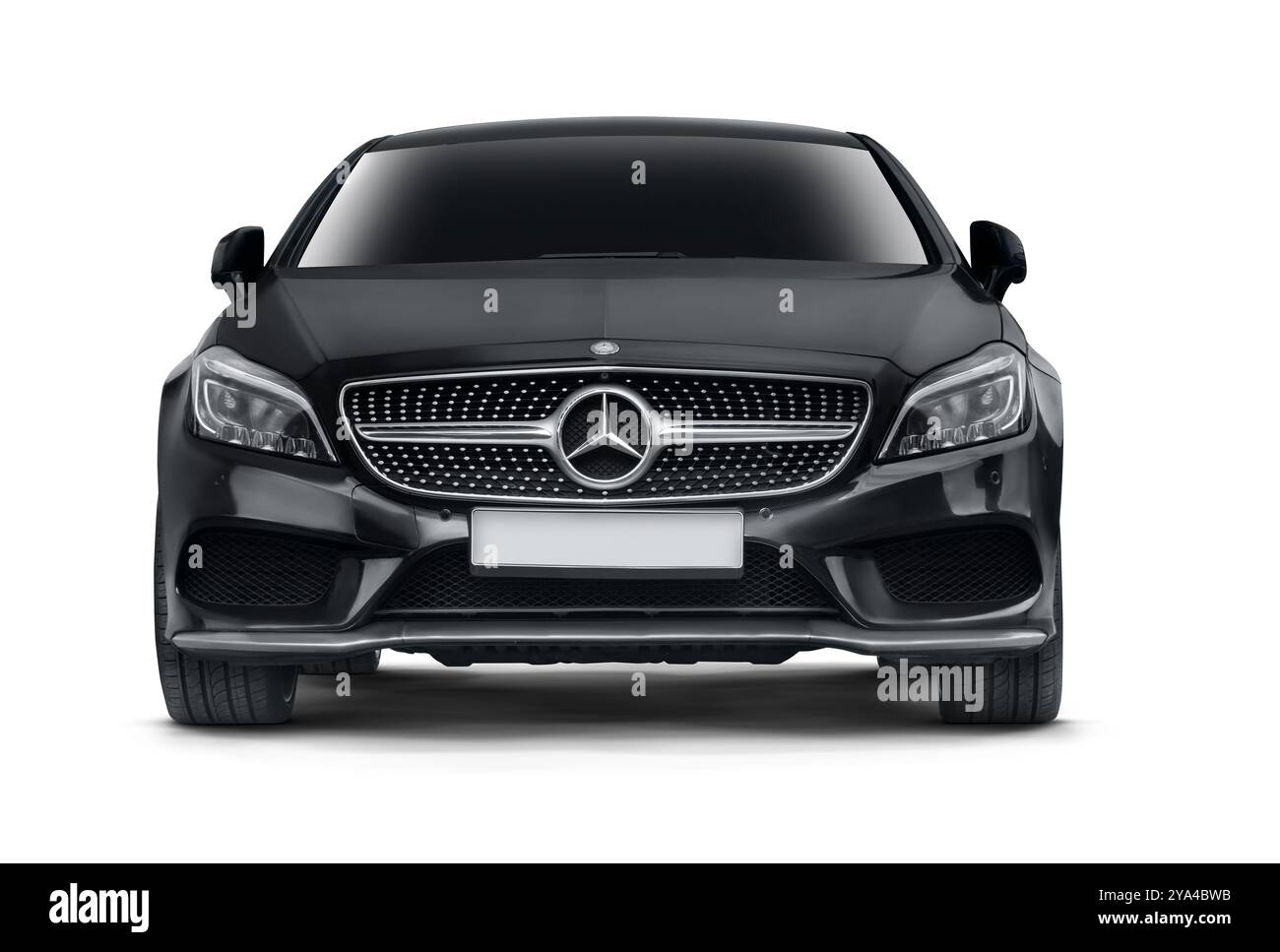 Moscow, Russia - Aug 19 2024: Front view of a black Mercedes CLS sedan ...