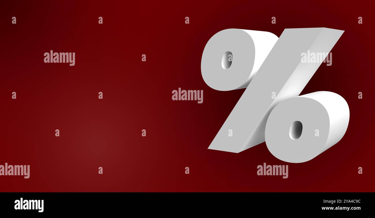 Percent 3d sign copy space horizontal template Stock Photo - Alamy