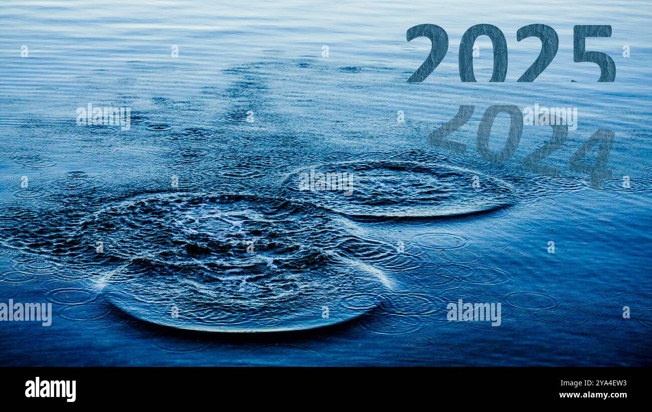 Happy New Year 2025 is coming. Transition from 2024 to new year concept ...