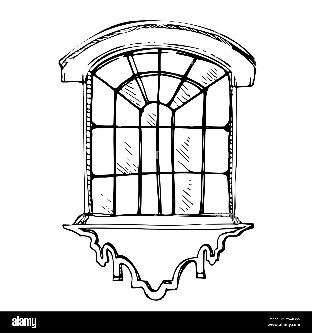 Mexican Mediterranean Moroccan arched glass window frame, architectural ...
