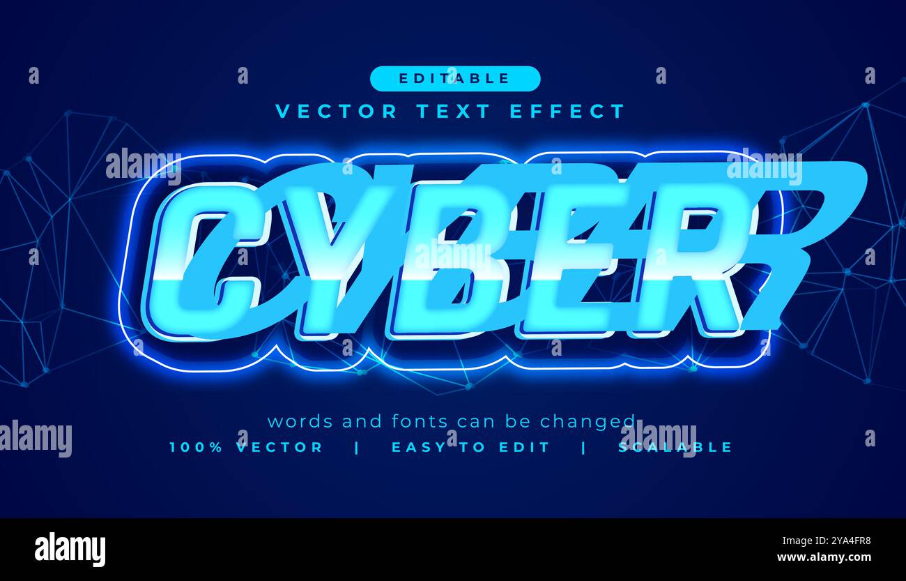 text effect style cyber editable mockup template vector Stock Vector ...