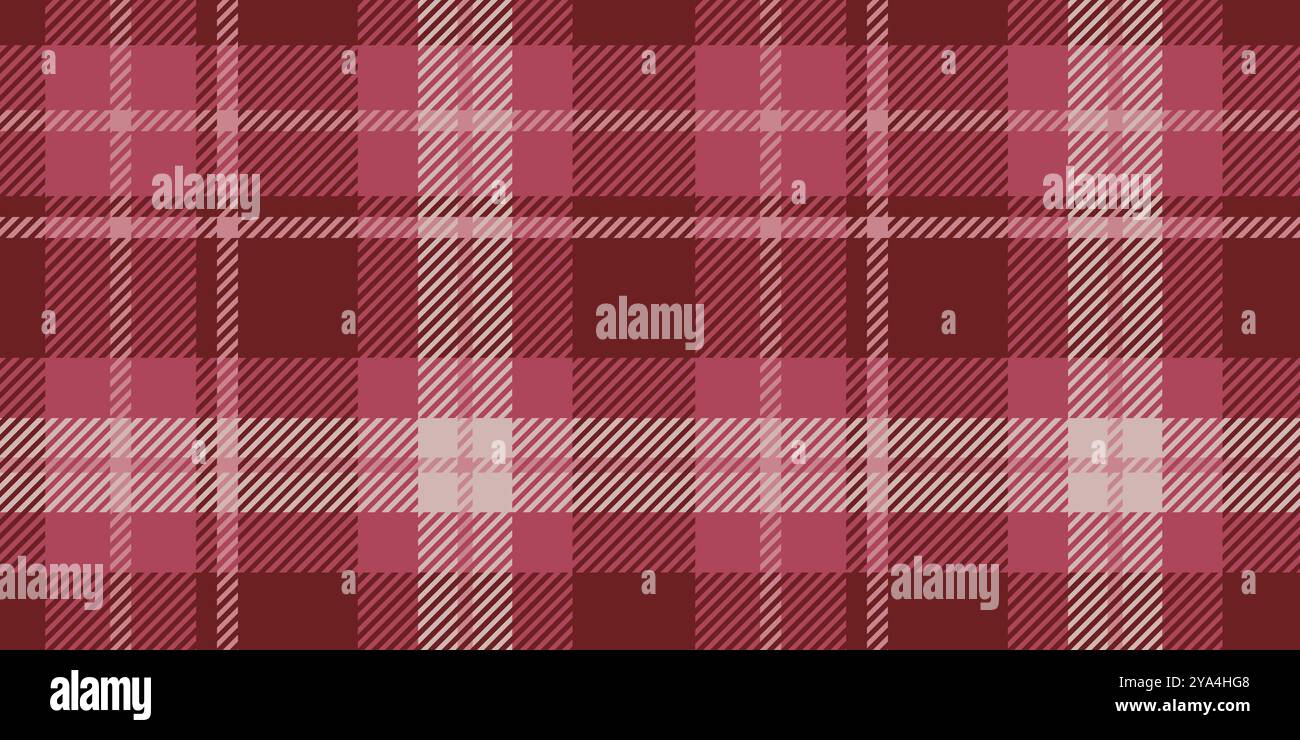 The design features a seamless tartan pattern in shades in pink and red ...