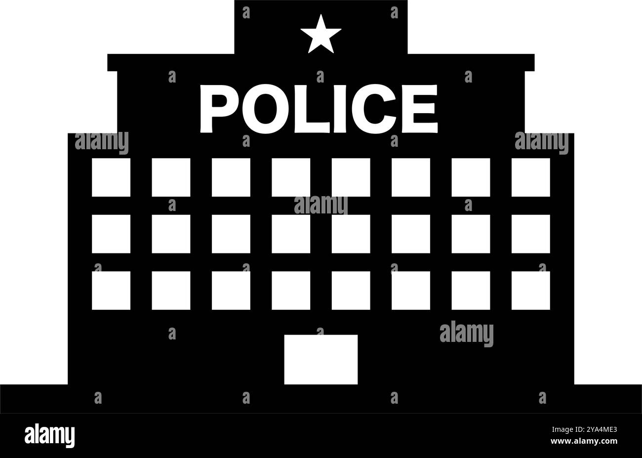 Police station silhouette. Police office silhouette. Editable vector ...