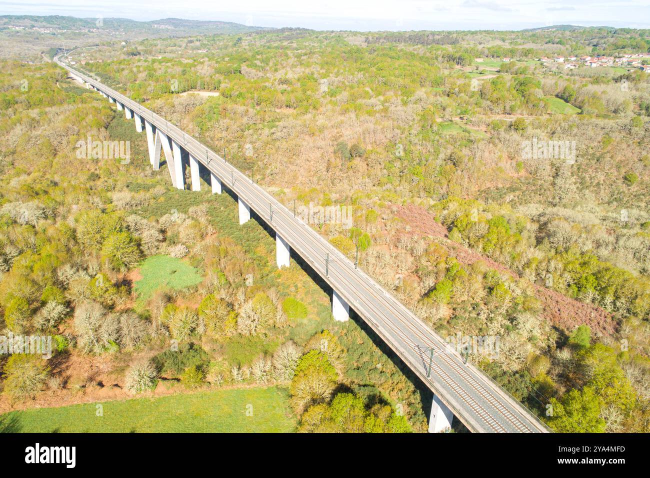 High speed railway line viaduct in Spain Stock Photo - Alamy