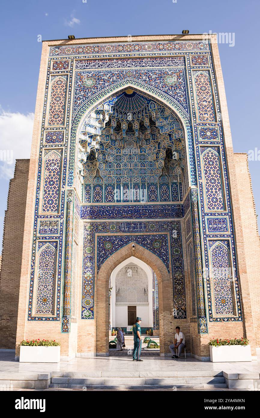 Samarkand, Uzbekistan - 05 July 2024: Entrance portal of the Gur Emir ...