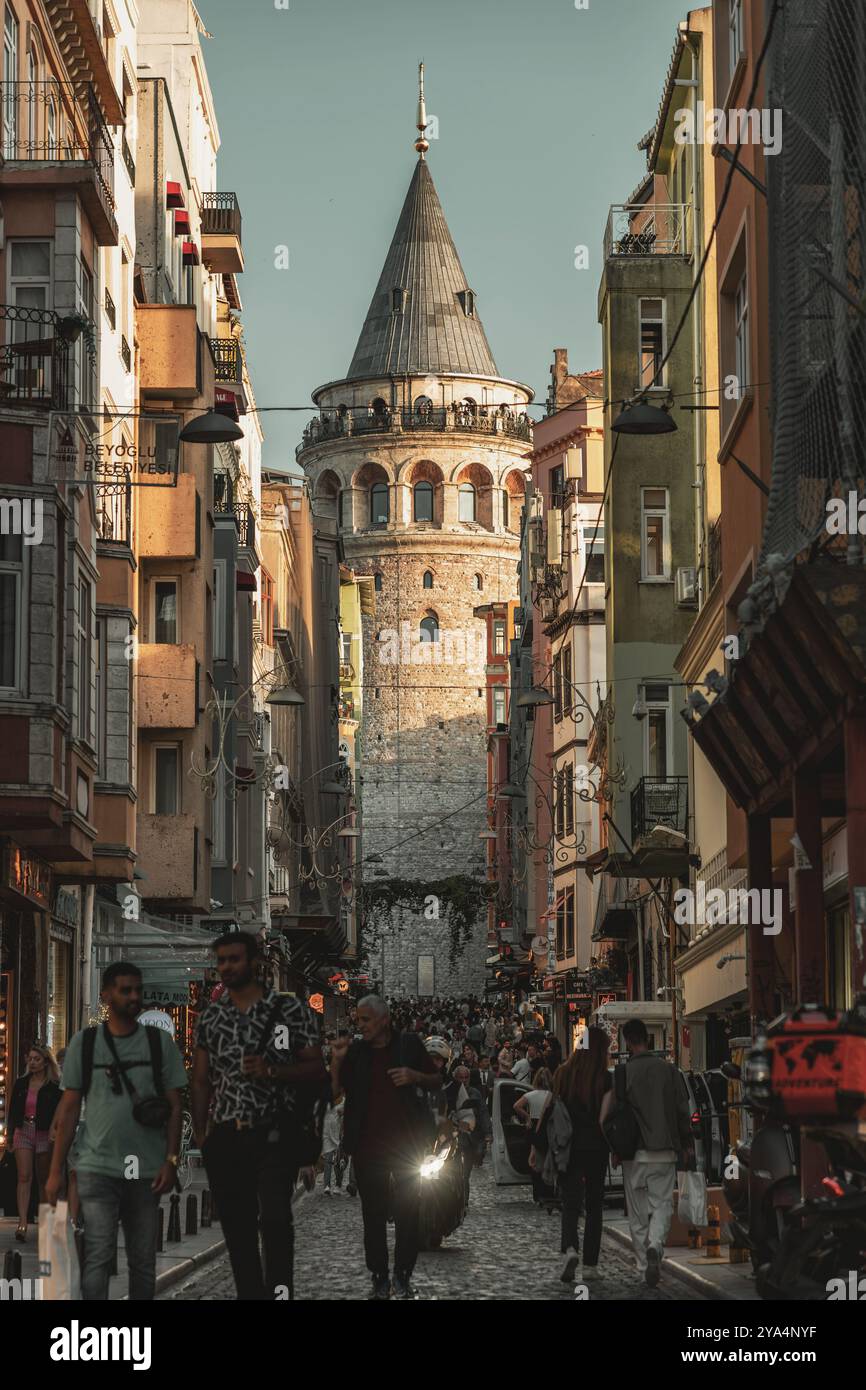 Istanbul, Turkiye - OCT 8, 2024: View of Galata Tower, the ancient ...