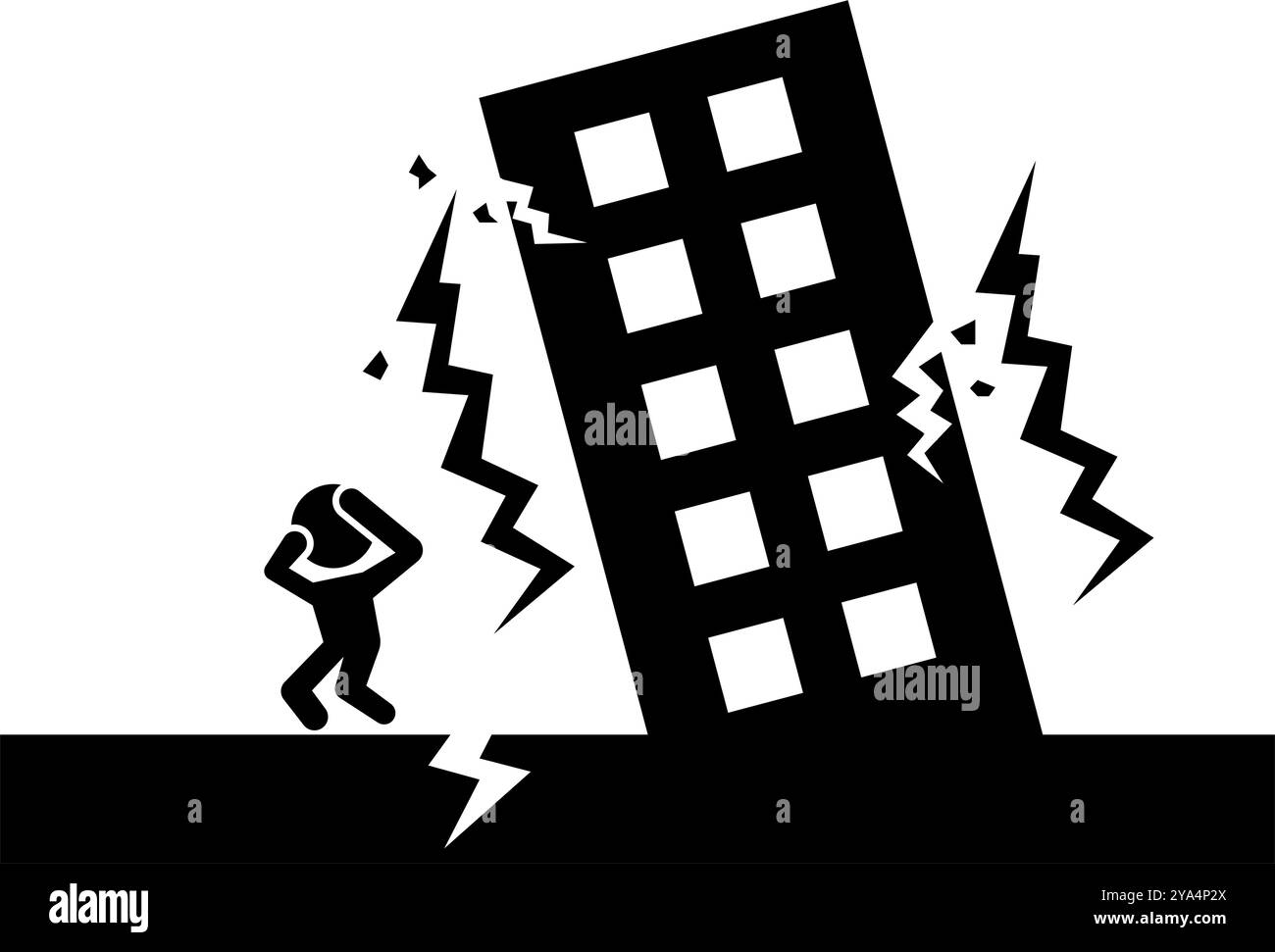 Earthquake collapsed high-rise building and evacuating person ...