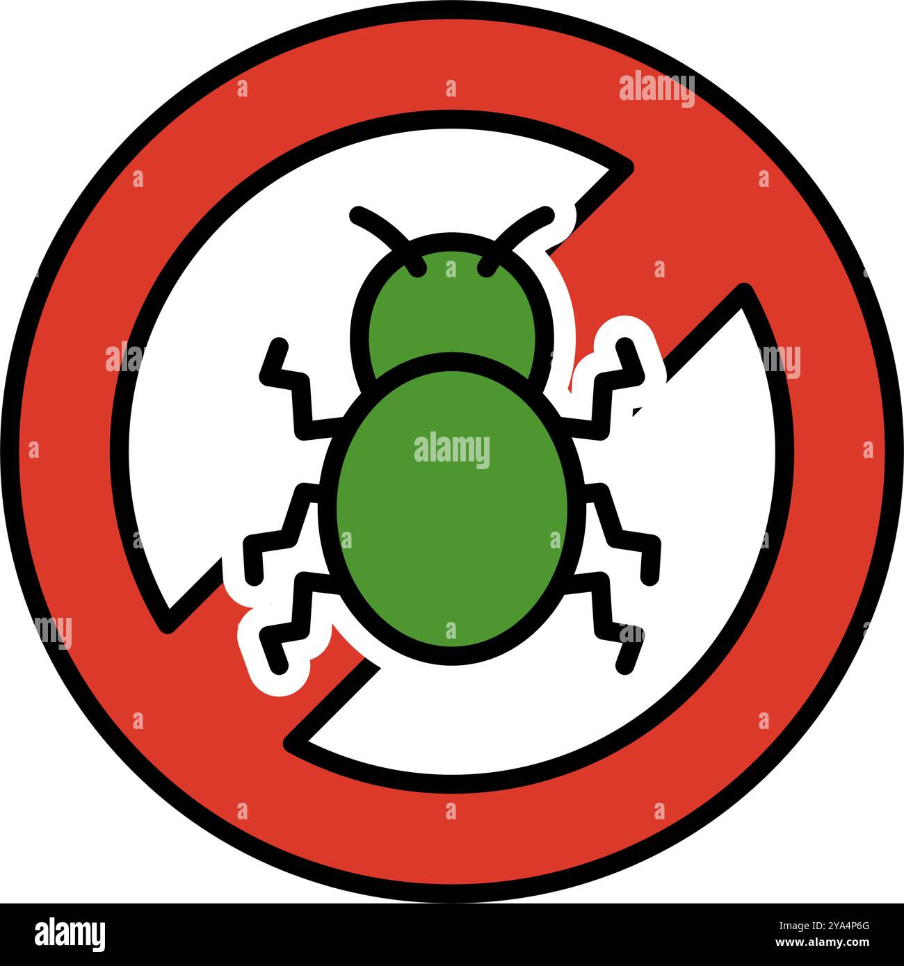 Prohibited insect sign with green insect icon. Editable vector Stock ...