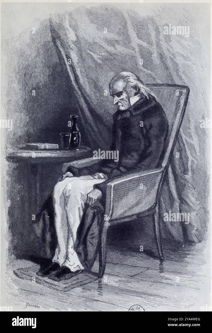 Noirtier, dessin de Gavarni. 1846.DUMAS.LE COMTE DE MONTE CRISTO.TOME 2 ...