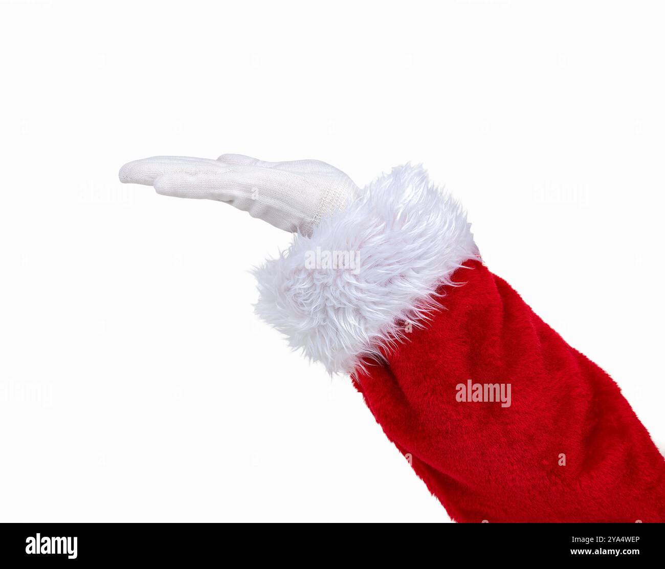 Shot of an Santa Claus hand with palm up in a white isolated background ...